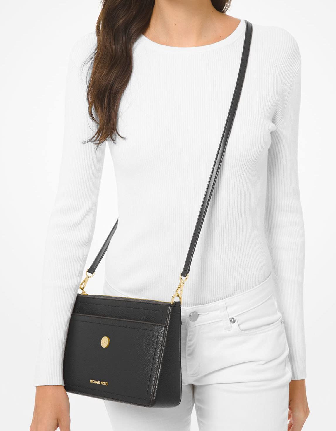 Michael Michael Kors Maisie Medium Pebbled Leather 3-in-1 Crossbody Bag - Black