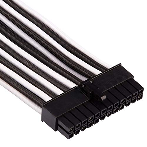 CORSAIR Premium Individually Sleeved PSU Cables Starter Kit – White/Black, 2 Yr Warranty, for Corsair PSUs