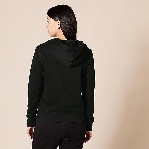 Amazon Essentials Women's Sherpa-Lined Fleece Full-Zip Hooded Jacket (Available in Plus Size), Black, Small