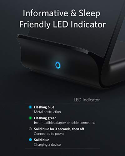 Anker 15W Max Wireless Charger with USB-C, PowerWave 7.5 Stand, Qi Certified Fast Charging for iPhone 12, 12 Pro Max, SE, 11, 11 Pro, 11 Pro Max, Galaxy S20 S10 & More (No AC Adapter)