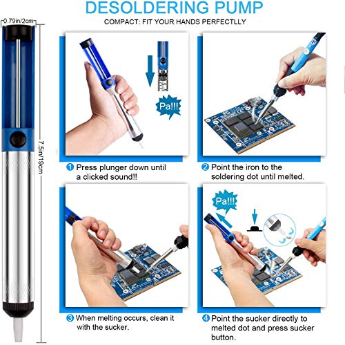 ANBES Soldering Iron Kit Electronics, 60W Adjustable Temperature Welding Tool, 5pcs Soldering Tips, Desoldering Pump, Soldering Iron Stand, Tweezers