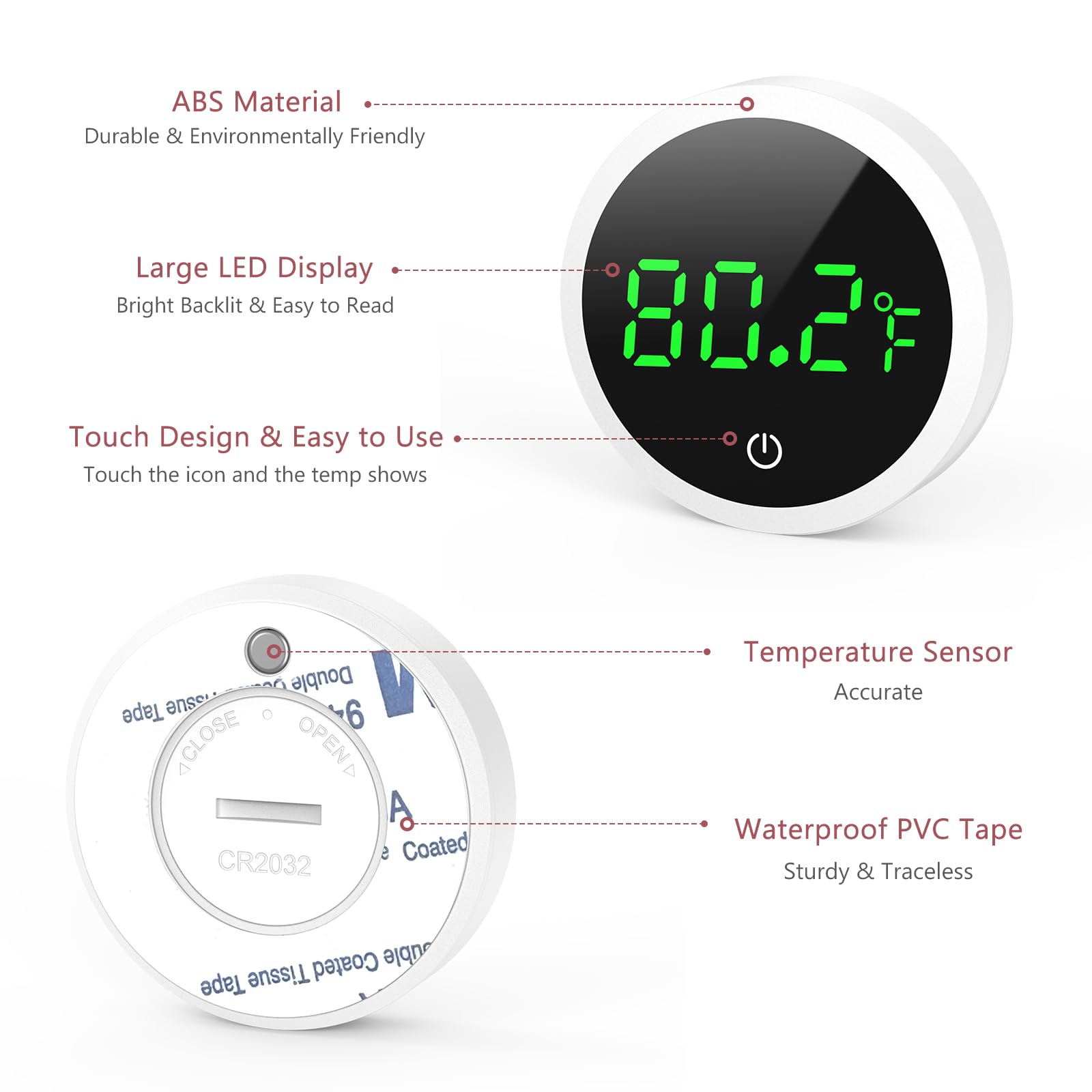 LOFICOPER Aquarium Thermometer, Digital Fish Tank Thermometer, Stick-on Reptile Thermometer with LED Touch Screen, Battery, for Fish, Aquatic Pets, Axolotl, Turtle, β