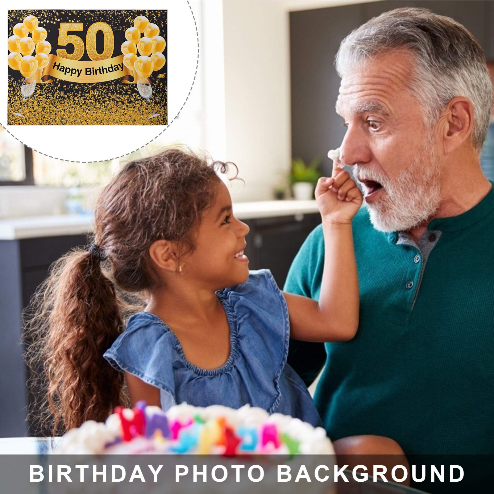Amosfun 1pc 50 Years Old Background Cloth Merry Birthday Banner Decorative Birthday Backdrop Birthday Backdrop Cloth Happy Birthday Decor Happy Birthday Backdrop Decorative Items Vinyl