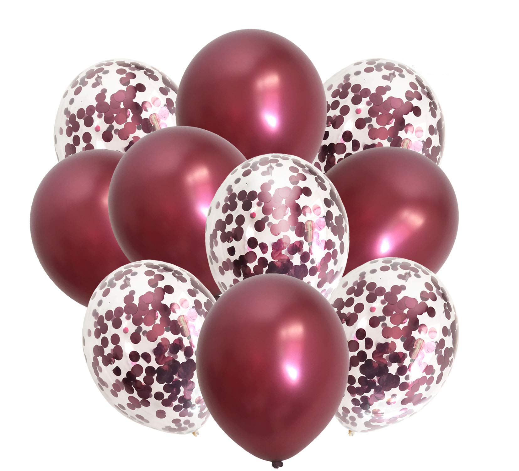 Burgundy Confetti Balloons Metallic Maroon - Wine Color Balloons for Wedding Bridal Shower Birthday Anniversary Party Decoration 80packs 12Inch(Burgundy)