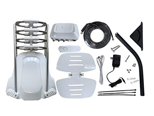 Amazon Basics HDTV Digital Amplified Outdoor TV Antenna with Mounting Pole - 360 Degree Rotation, 150 Mile Long Range