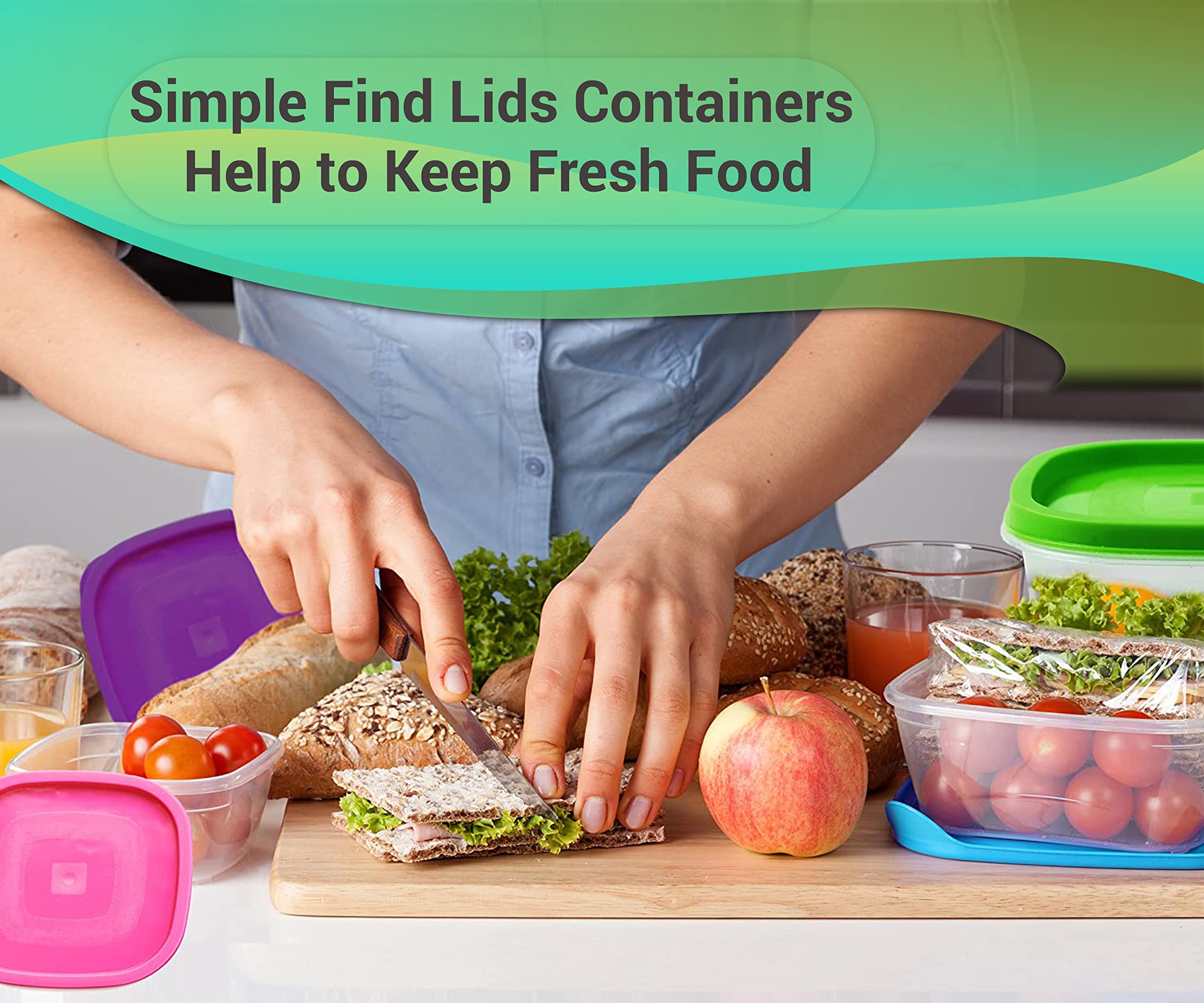 ARSUK Plastic Food Containers Set with Airtight Lids 7 PCs, Kitchen Storage Organization Stackable Containers for Lunch Snacks Sandwich Sauces, BPA Free Microwave Freezer Dishwasher Safe