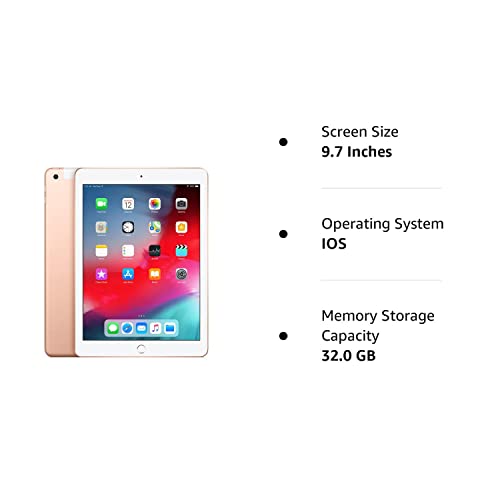 Apple iPad 9.7in 6th Generation WiFi + Cellular (32GB, Gold) (Renewed)