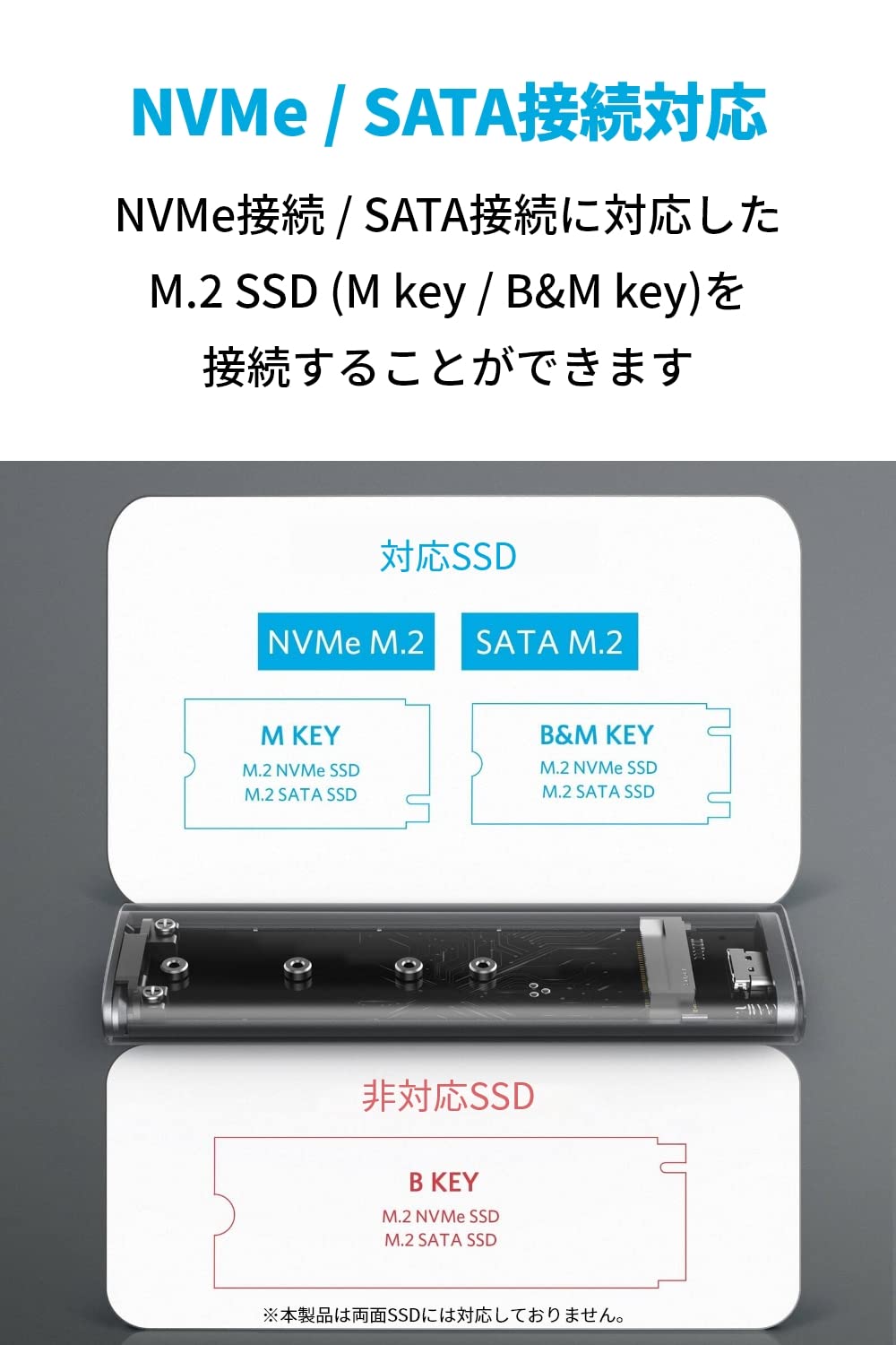 Anker PowerExpand M.2 NVMe and SATA SSD Enclosure Adapter, USB 3.1 Gen2 10Gbps, USB C and Thunderbolt 3 Compatible, Supports M or B&M Keys, and Size 2230/2242 / 2260/2280 SSDs