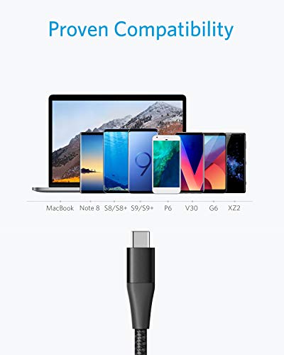 Anker PowerLine+ II USB-C to USB-A 2.0 Cable (6ft / 1.8m) , for Samsung Galaxy S9 / S9+ / S8/S8+/Note 8, LG V20/G5/G6, and More