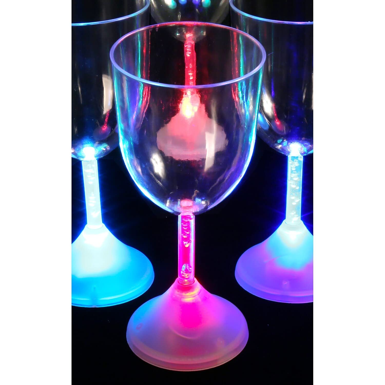 ART & ARTIFACT LED Light up White Wine Glasses Set of 6 - Plastic Wine Glasses with Stem, Outdoor Wine Glasses Unbreakable