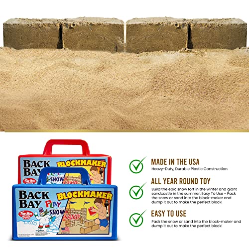 Back Bay Play Snow Block Maker - 2 Pack Snow Mold Igloo Maker & Snow Fort Building Kit for Kids - Brick Mold & Create a Castle Kit (Blue/Red)