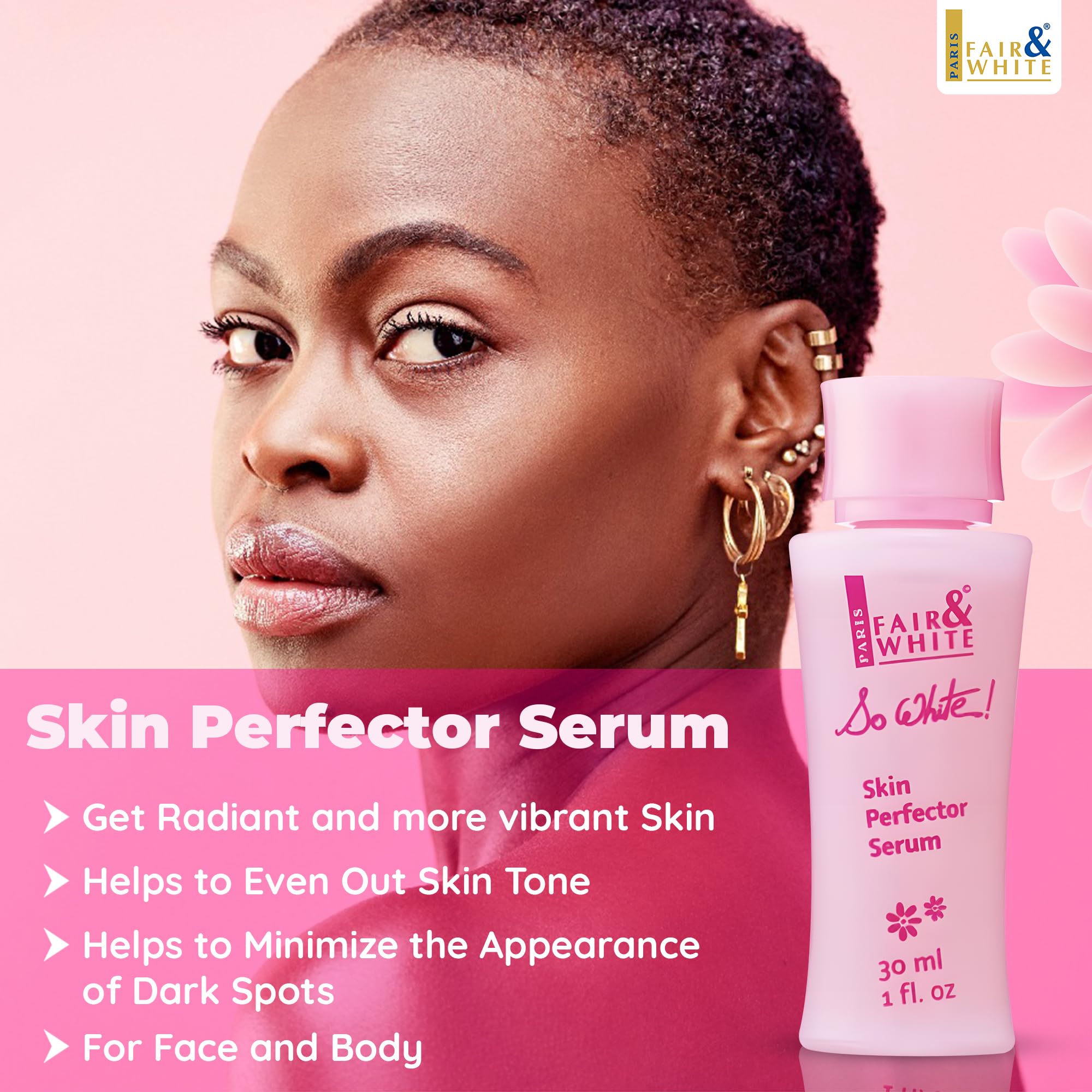 Fair and White So White Skin Brightening Serum 30ml - For Face, Elbows Knees, Feet - with Kojic Acid and Castor Oil