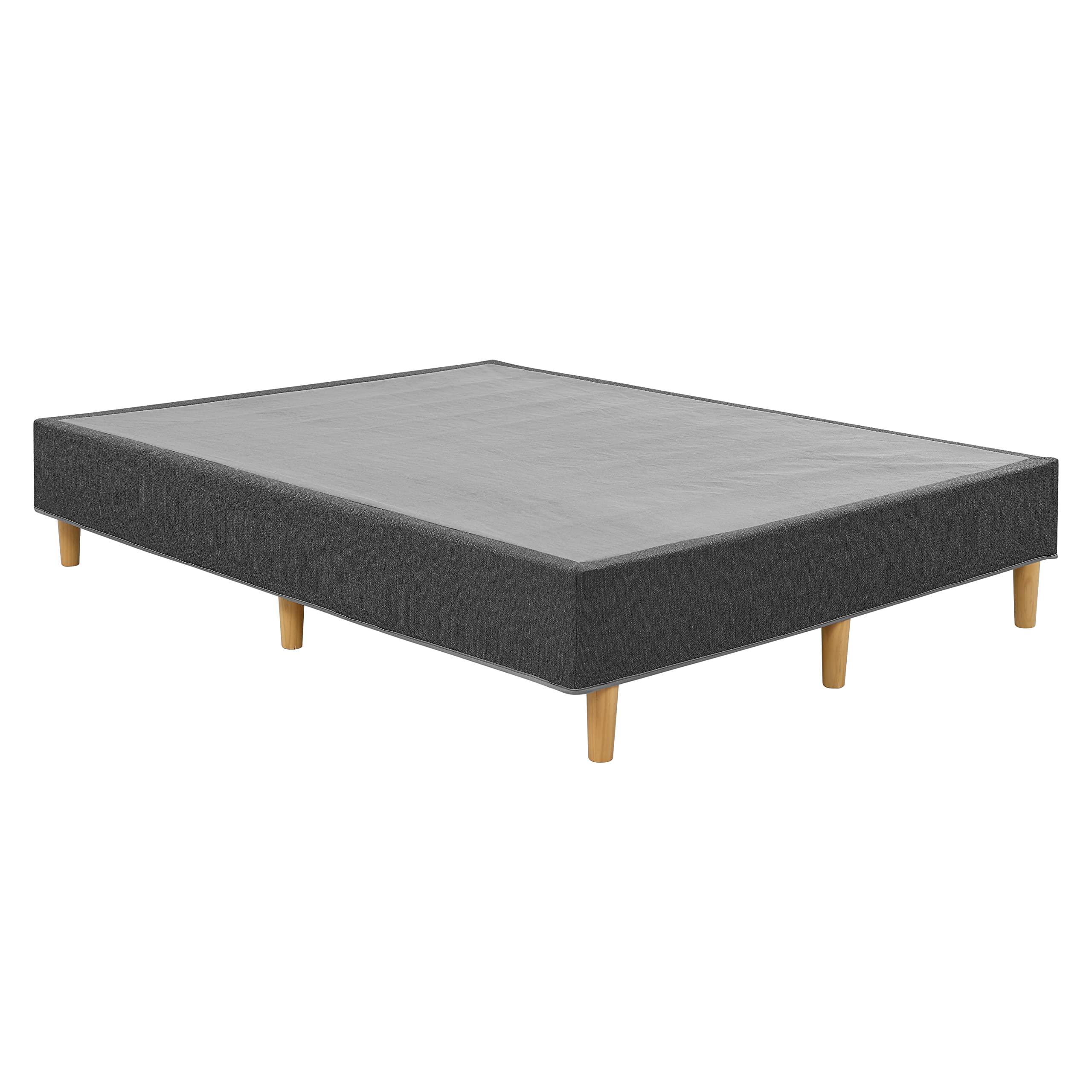 Amazon Basics Foldable Mattress Foundation/Box Spring with Steel Slats and Wood Legs, Tools-free Assembley, King, Black, 80 x 60 x 15 inches