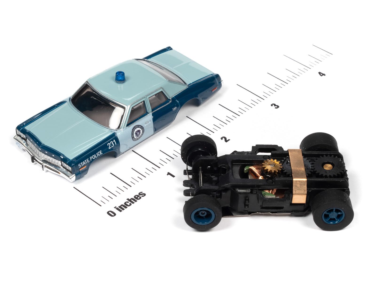 Auto World SC397-3 America's Finest Massachusetts State Police 1974 Monaco HO Scale Electric Slot Car - Blues