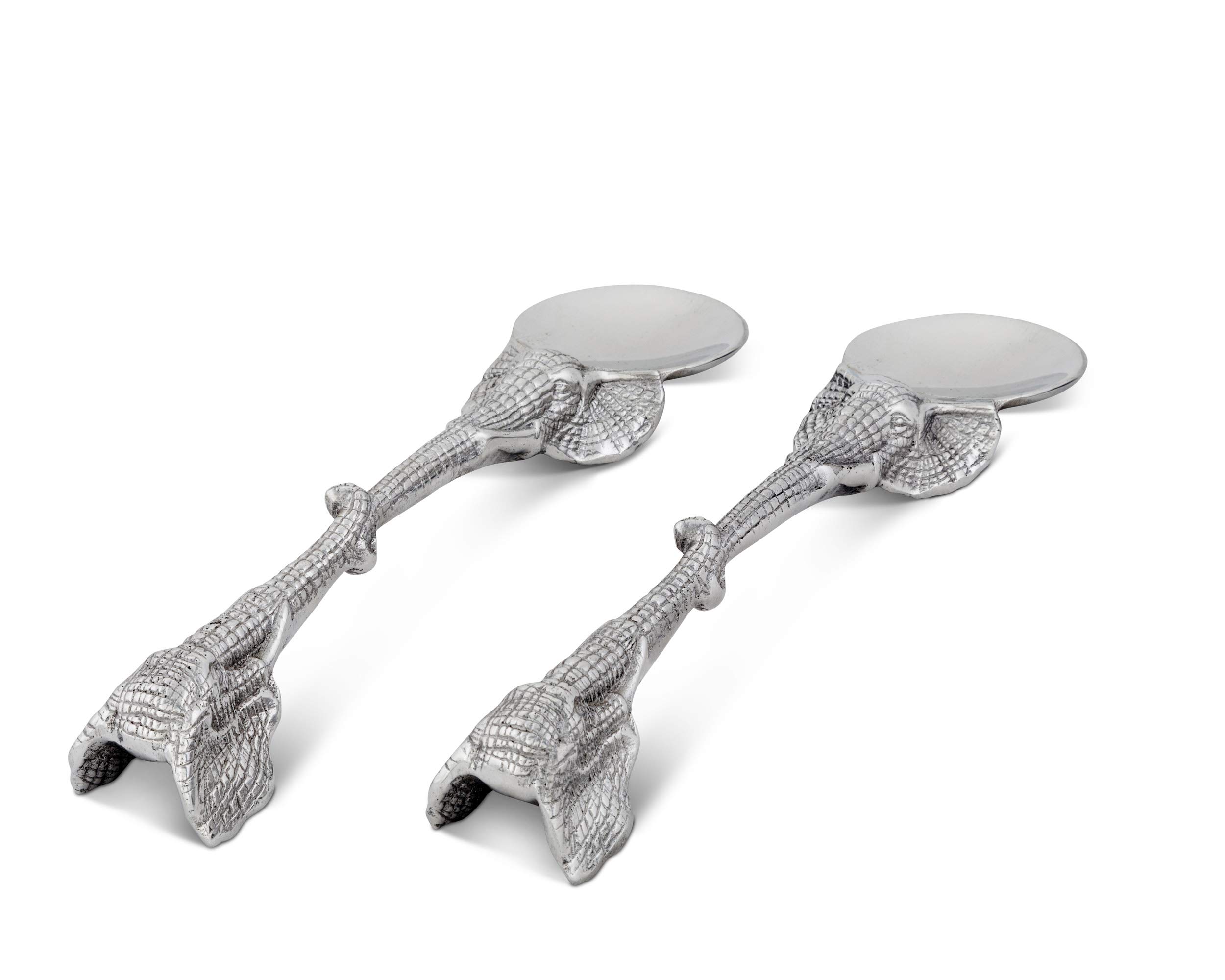 Arthur Court Designs Aluminum Elephant Figural Salad Serving Spoon and Salad Serving Fork, Salad Servers Set 11 inch Long