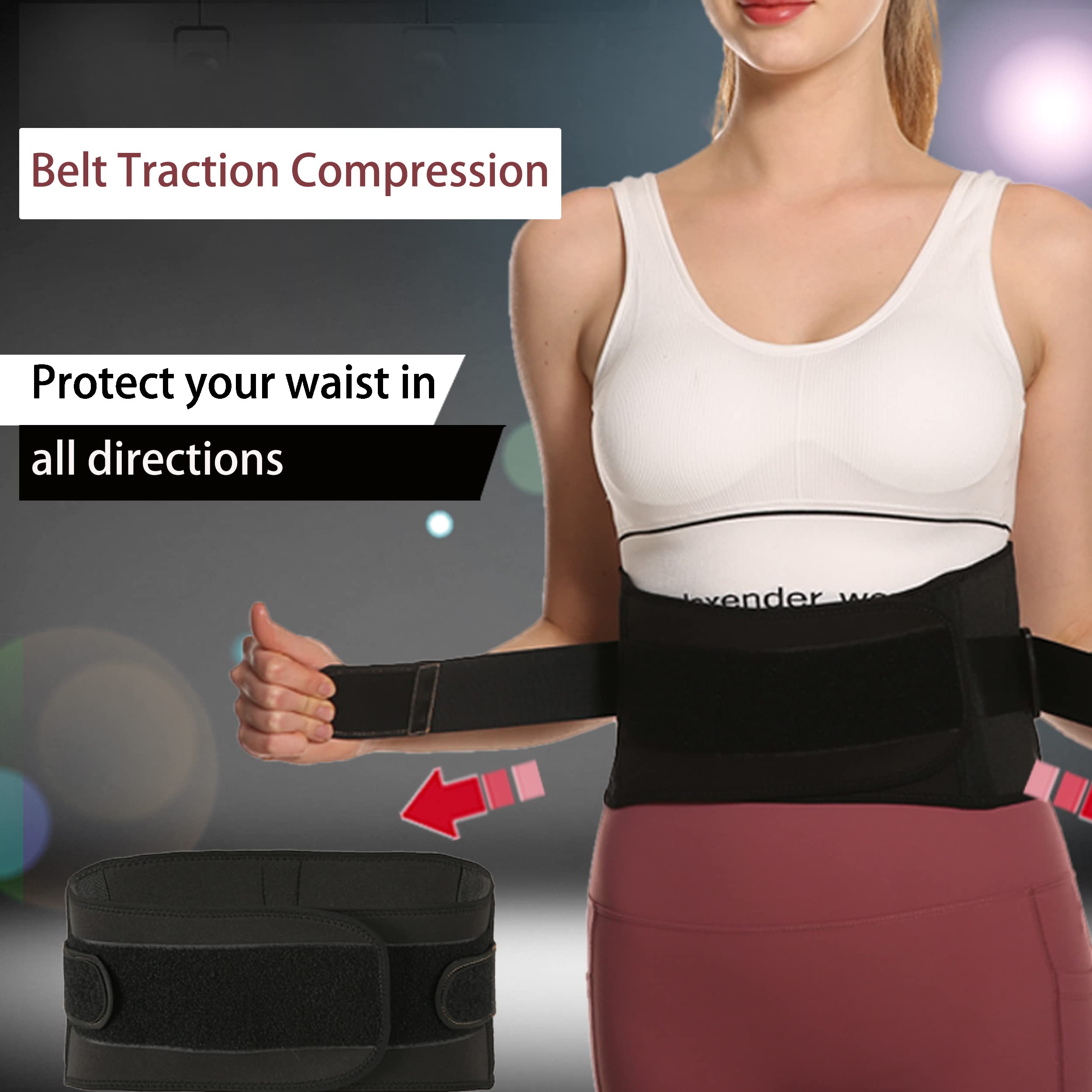 Back Brace Compression Lumbar Belt for Women Men to Support Lower Back, Widened Design to Relieve Back Pressure Pain and Protect Lumbar from Injury for Sports