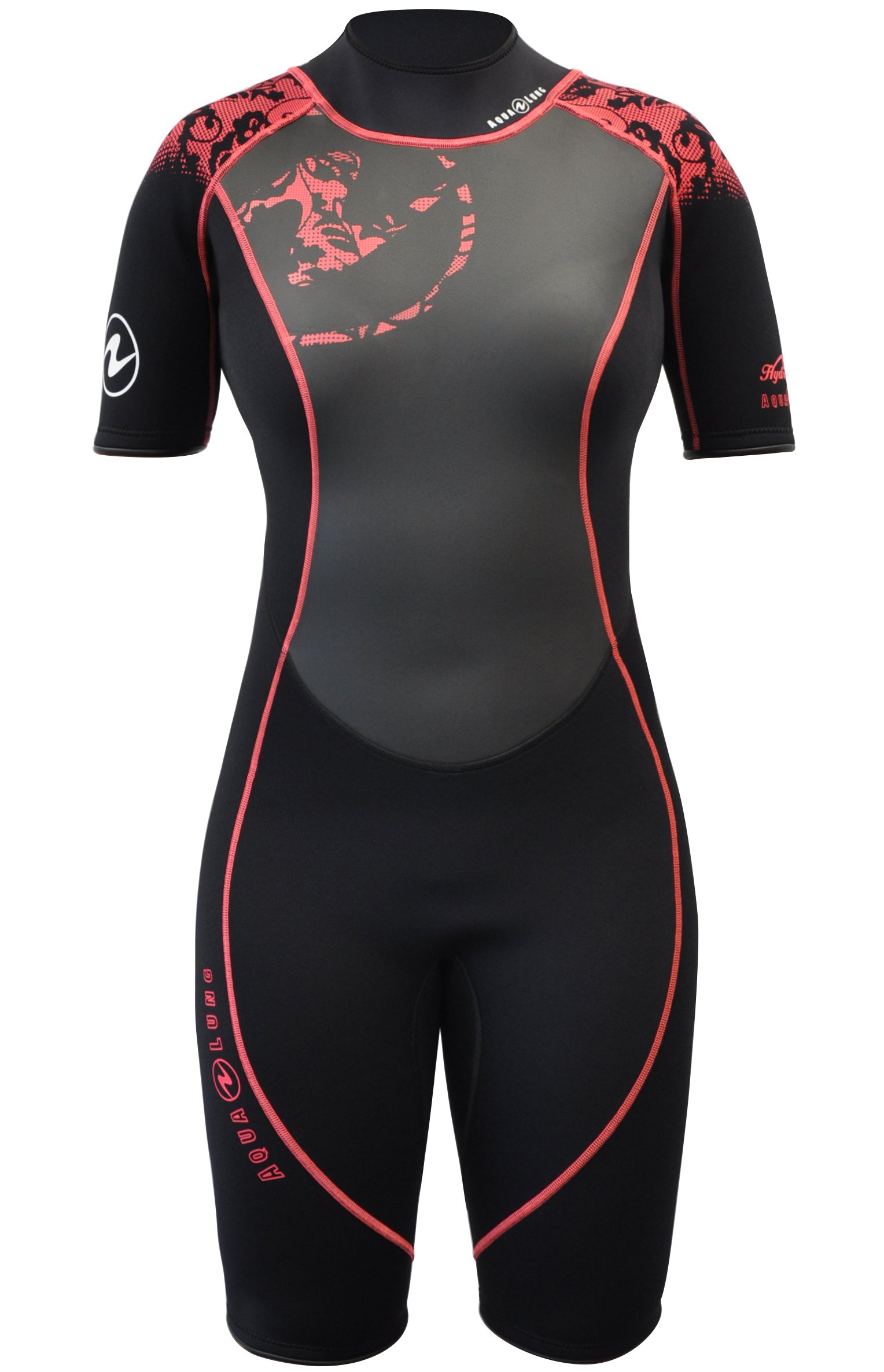 Aqua Lung Women's HydroFlex Shorty Wetsuit, Black Coral, Large (10)