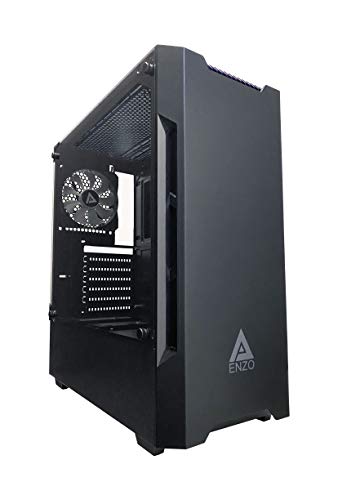 Apevia ENZO-PK Mid Tower Gaming Case with 1 x Tempered Glass Panel, Top USB3.0/USB2.0/Audio Ports, 1 x Black/White Fan, Pink Frame