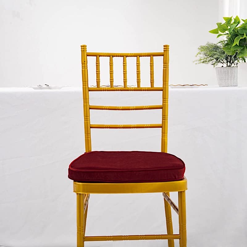 BalsaCircle 2 in Thick Wine Velvet Chiavari Chair Cushion with Removable Cover Wedding Party Reception Dinner Catering Decorations
