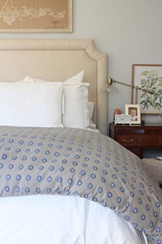 City Scene Duvet Cover Set Reversible Cotton Bedding with Matching Shams, All Season Home Decor, Twin, Milan Blue