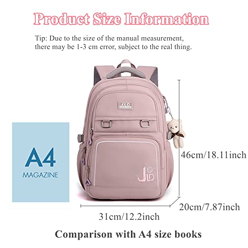 Armbq Girls Backpack Large-Capacity Middle Elementary School Casual Bookbag Kids Outdoor Travel bag Solid Color Daypack for Teens