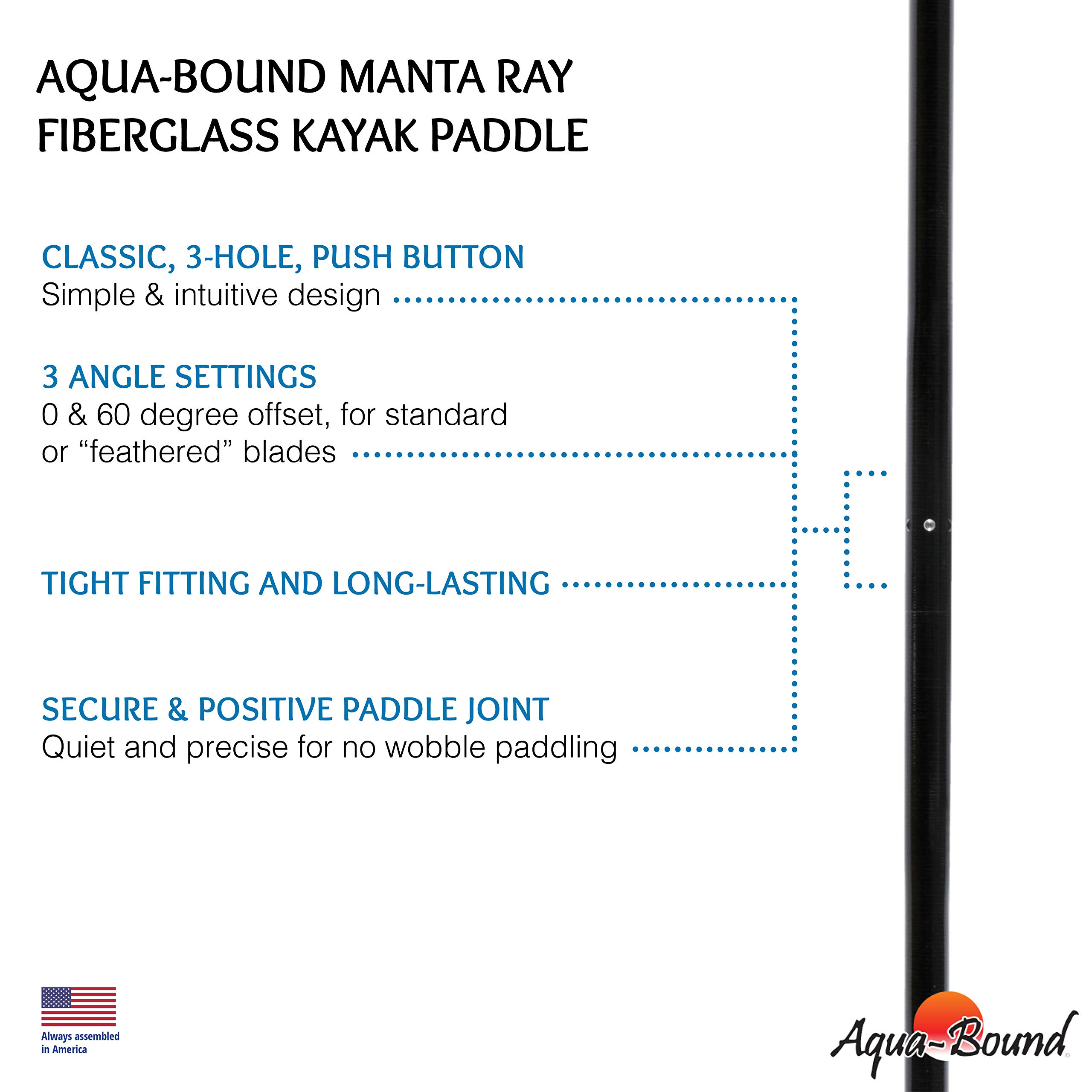 Aqua-Bound Manta Ray Fiberglass 2-Piece Snap-Button Kayak Paddle