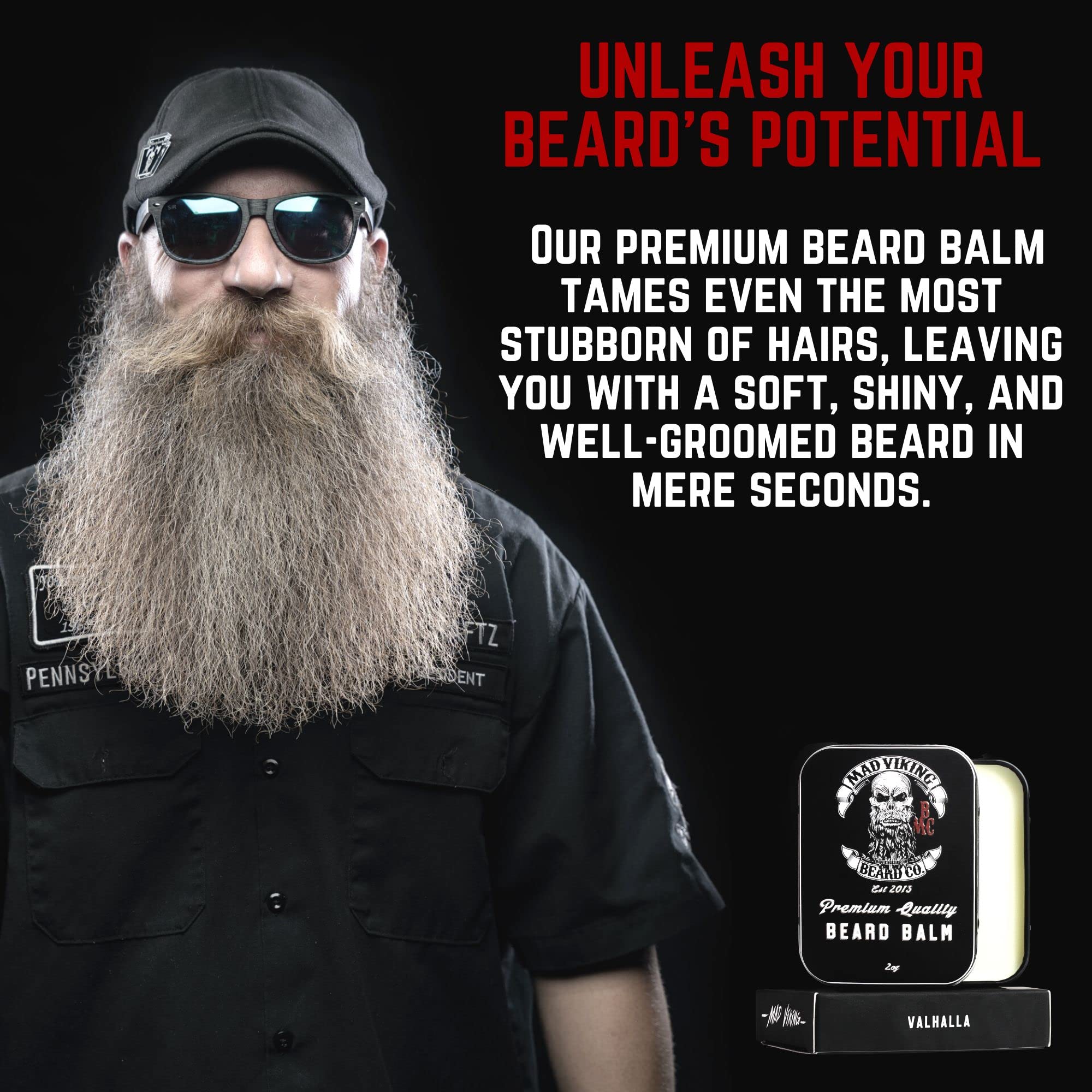 Mad Viking Beard Co. Beard Care for Men - All Natural, Handmade, Cruelty-Free, Medium to Heavy Hold, Manage Hair, Made in USA (Odin's Rök, 2oz)