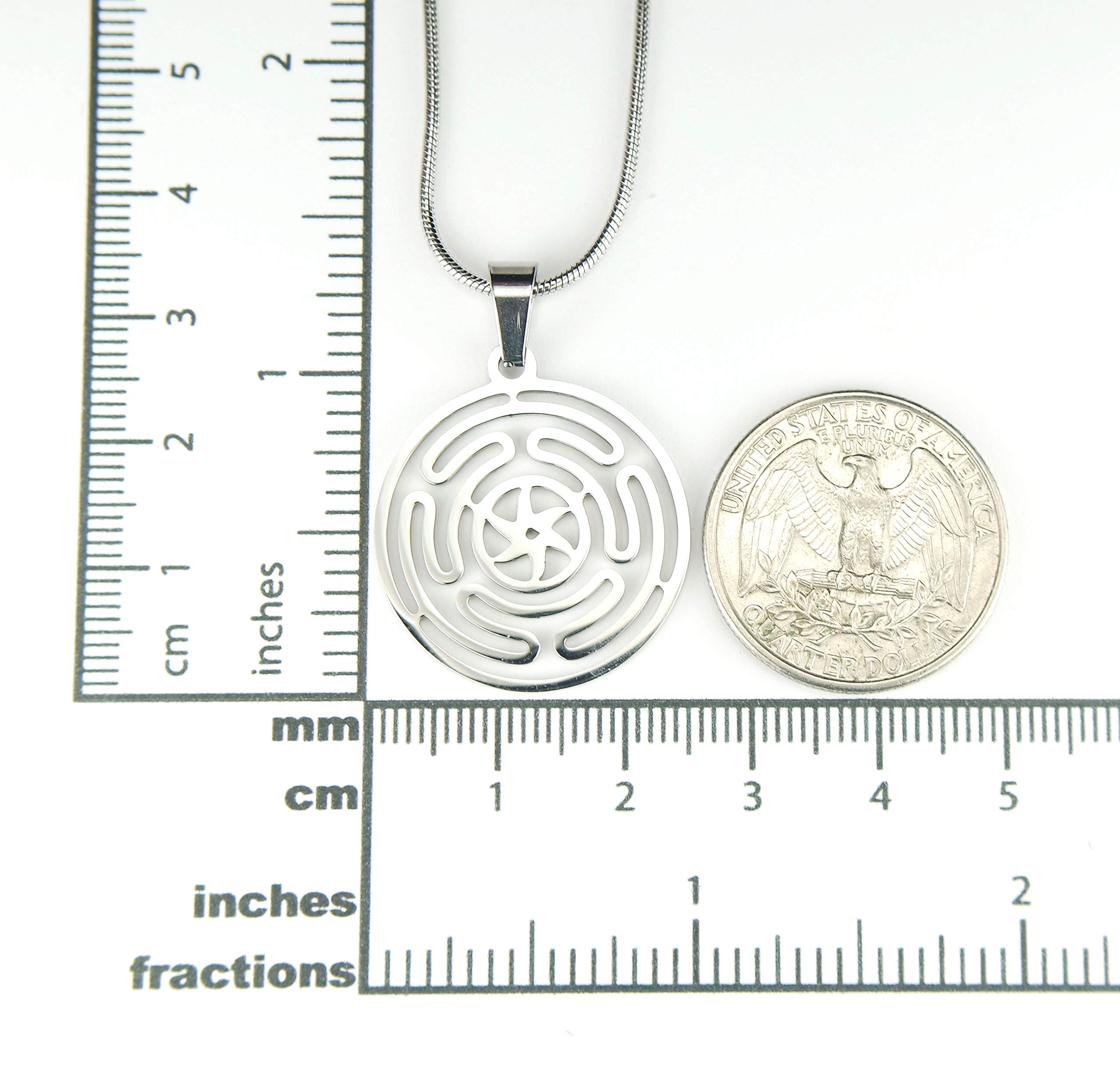Ann Claridge Wheel of Hecate Necklace, 20" Snake Chain and 25mm Strophalos of Hekate Pendant