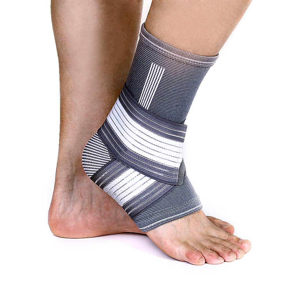 Ankle Brace - Ankle Support with Adjustable Compression Wrap for Men and Women, Running Basketball Protects Against Chronic Ankle Strain, Sprains Fatigue (M-Single(13"-15"))