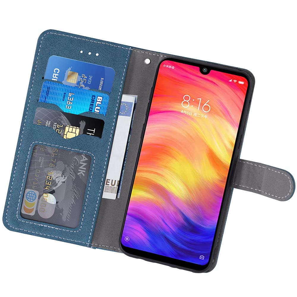 Asuwish Compatible with Xiaomi Redmi Note 7/7Pro Wallet Case and Tempered Glass Screen Protector Flip Cover Credit Card Holder Stand Cell Accessories Phone Case for Redme Note7 Pro 7s Women Men Black