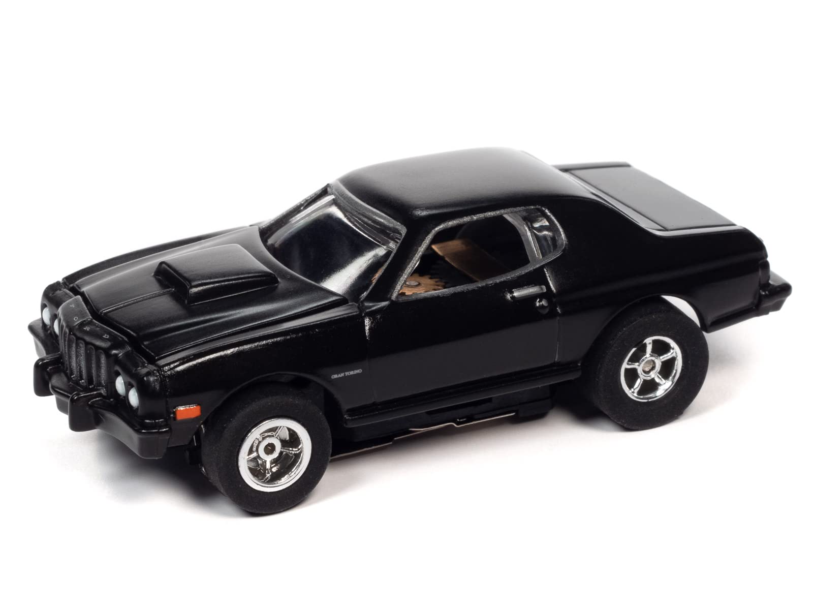 Auto World Xtraction R34 1976 Ford Torino Black HO Scale Slot Car