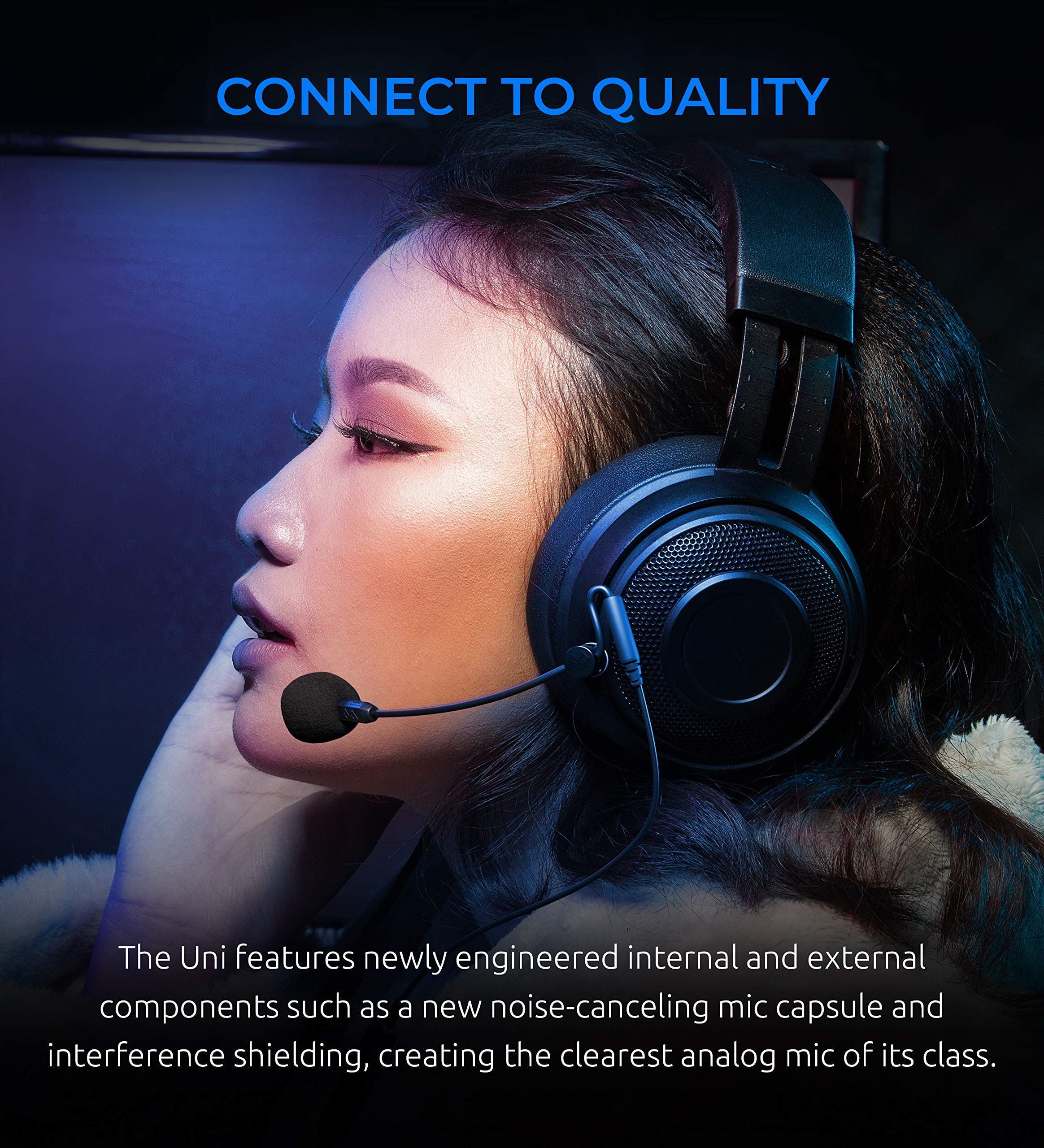 Antlion Audio ModMic Uni Attachable Noise-Cancelling Microphone with Mute Switch Bundle with Blucoil 1080p USB Webcam, USB Conference Speakerphone, USB-A Mini Hub, and 3' USB Extension Cable