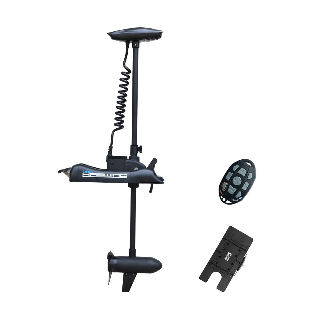 AQUOS Haswing 12V 55LBS Bow Mount Trolling Motor with Remote Control and Quick Release Bracket for Pontoon Boat Fishing (Black, 54)