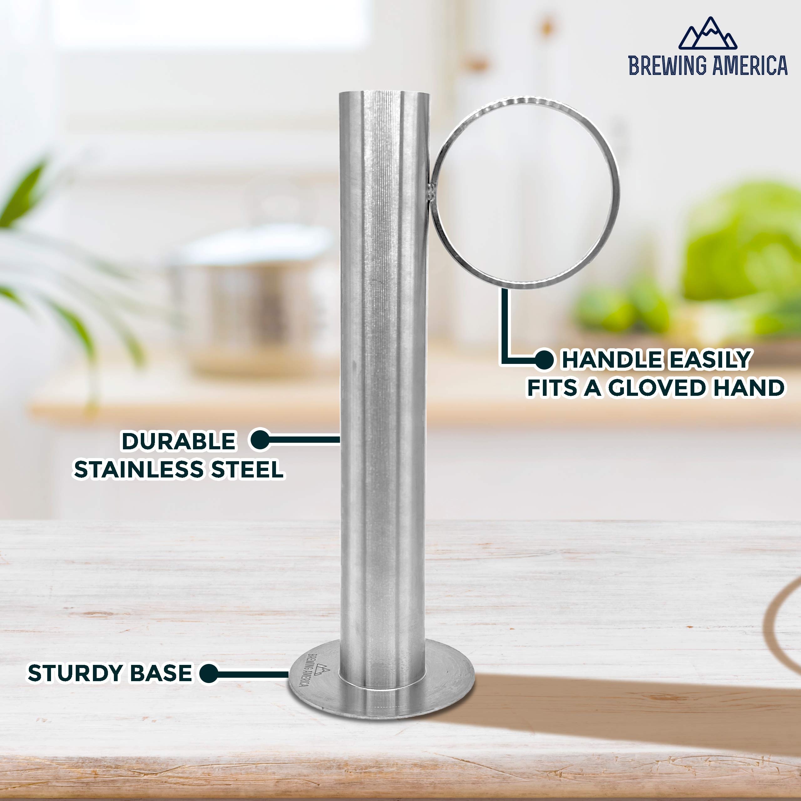 Brewing America Maple Syrup Hydrometer Test Cup for Sugar and Moisture Content Measurement for Consistently Delicious Pure Syrup - Stainless Steel - 10 Inches Tall