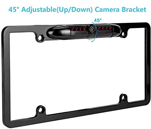 AXECO License Plate Frame Backup Camera, Rear View Camera Reverse Parking Aid System 170° Viewing Angle Universal Car Truck Night Vision Waterproof High Sensitive 8 Bright LED