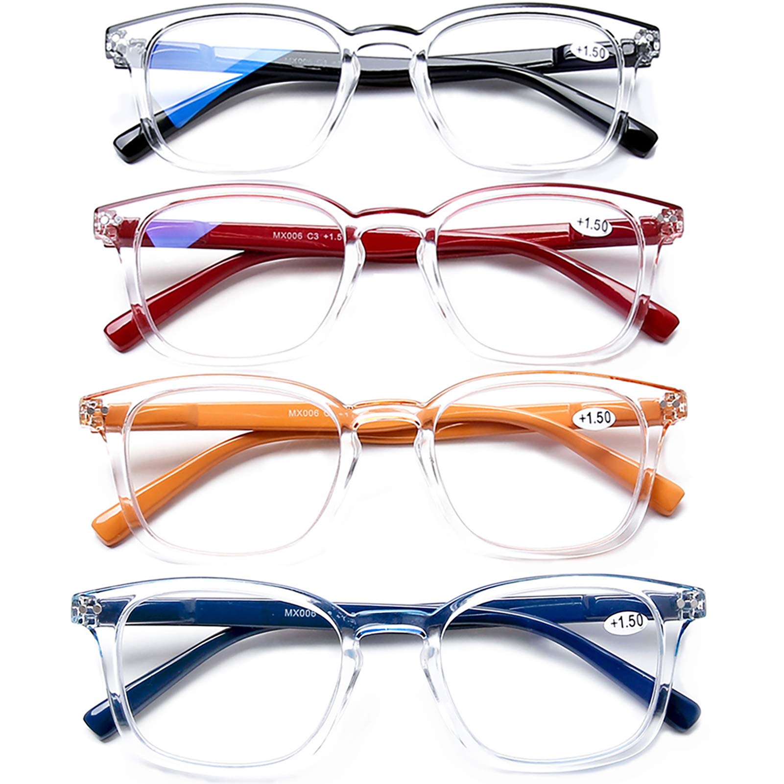 AQWANO Computer Reading Glasses Blue Light Blocking, Quality Clear Readers for Women Men Anti Glare Filter UV Ray Filter with Spring Hinge, 2.0
