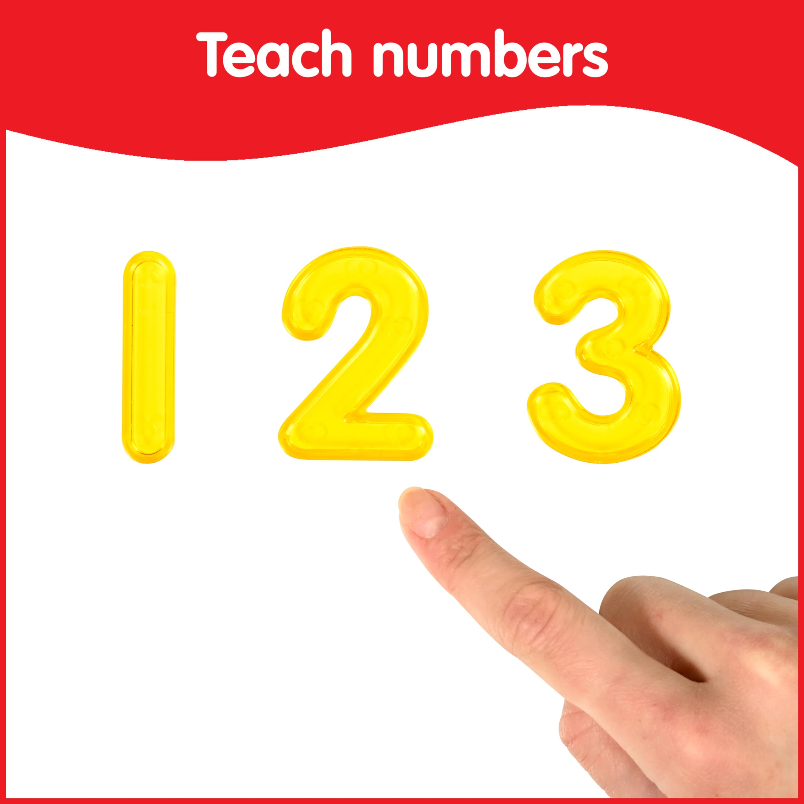 edxeducation Transparent Numbers Set - Mini Jar Set of 40 - Colorful, Plastic Numbers - Light Box Accessory - Sensory Play - Math Manipulative for Kids