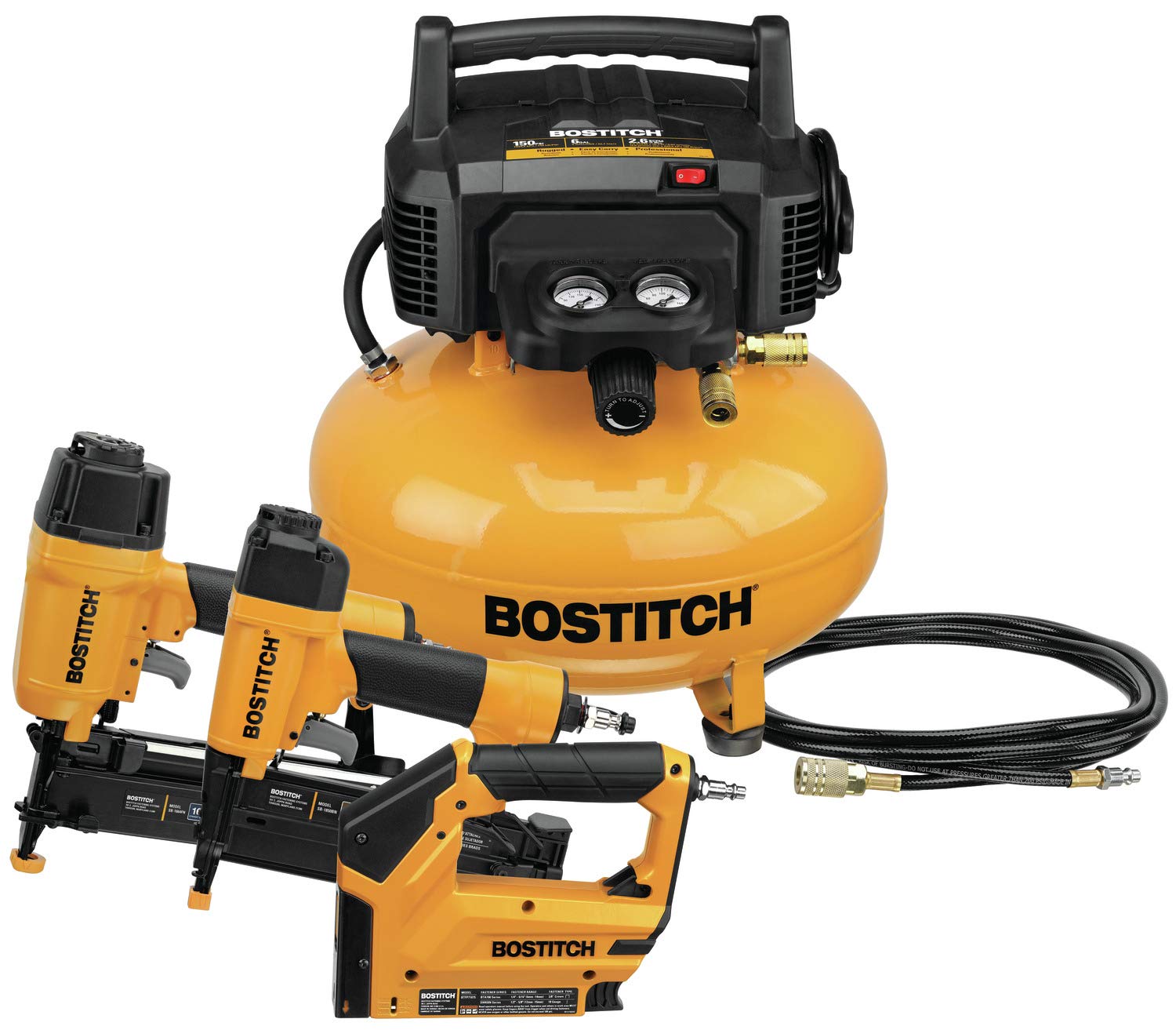 BOSTITCH Air Compressor Combo Kit, 3-Tool (BTFP3KIT) & 18 Gauge Brad Nails, 1-Inch, 1000 per Box (BT1309B-1M)