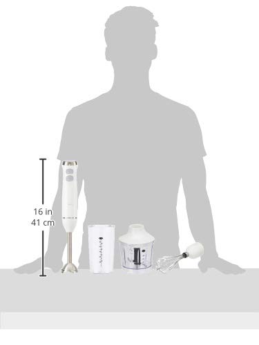 Amazon Basics Multi-Speed Immersion Hand Blender with Attachments - White