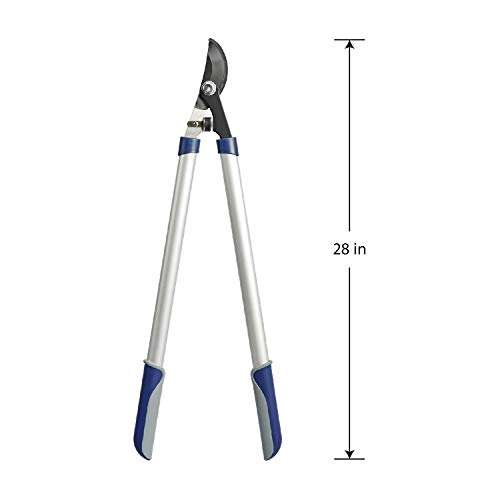 Amazon Basics Garden Tool Collection - Bypass Lopper, Tree Trimmer, With Carbon Steel non-Stick Coating Blade, Aluminum tube handle with Comfort Grips 28'', White
