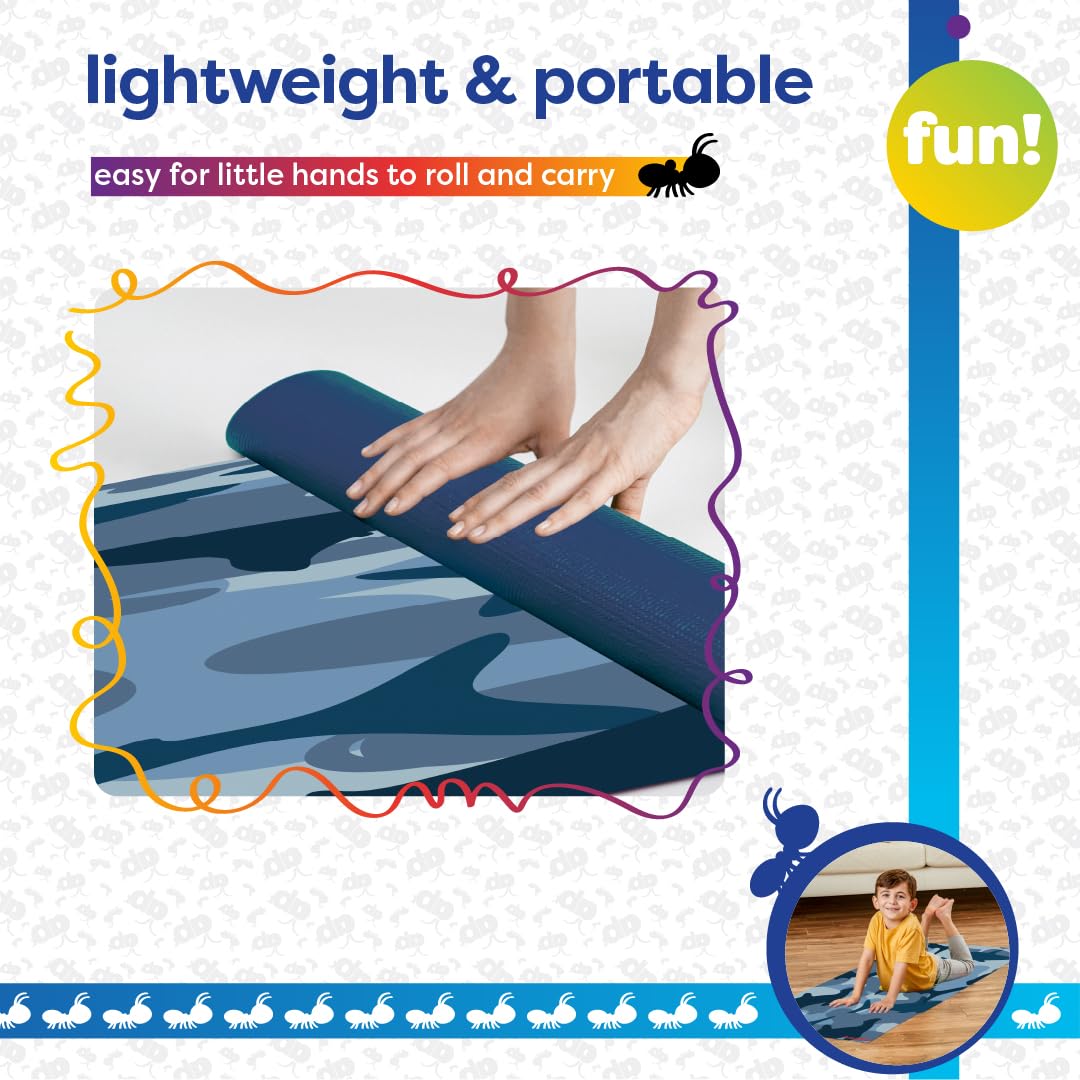 Antsy Pants- Yoga Mat for Kids - My First Yoga Mat- Exercise Mat for Toddlers -Ages 3 Years and Up (Blue Dinosaur)