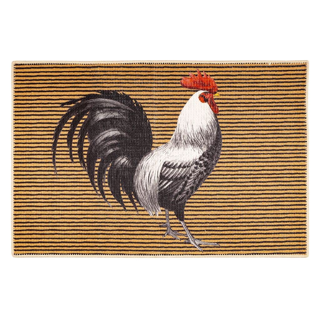 Benissimo Softwoven Rug, 24"x36" Front Door Mat, 85% Cotton Accent Area Rugs, Funny Animal Printed, Machine Washable, Runner Floor Mat for Washroom, Doormat, Kitchen Decor, Rooster Strut