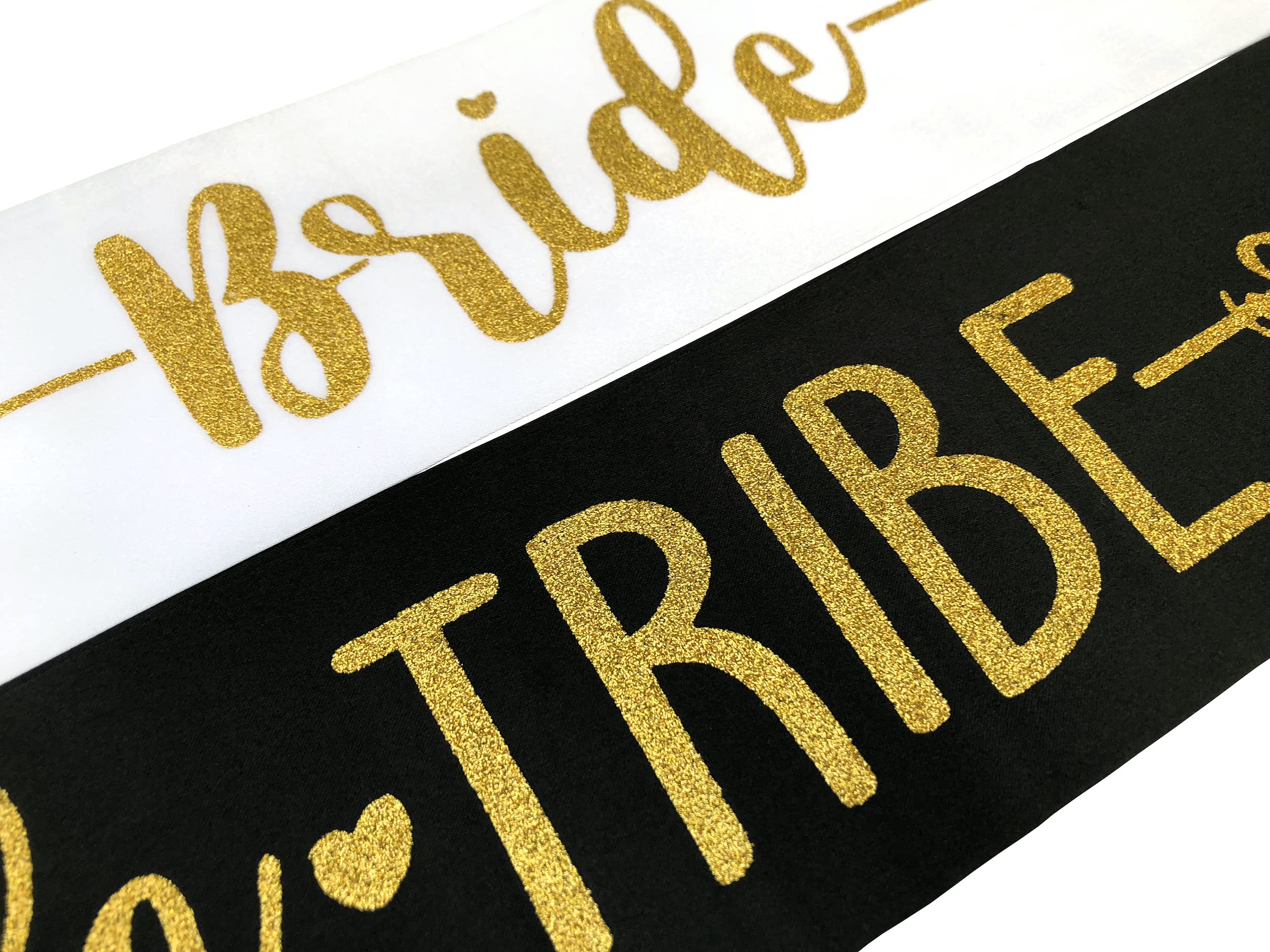 Bride Tribe 7pc or 10pc Satin Sash Set - Sophisticated & Fun Party Favors for Bachelorette Party, Bridal Shower & Wedding Party (Black & Gold, 7pc Set)