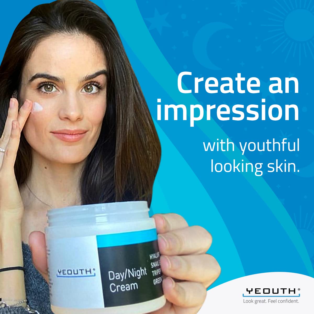 YEOUTH Day Night Cream for Face with Hyaluronic Acid, Snail Mucin and Copper Tripeptide,Hydrating Moisturizer Face Cream for Women and Men 4oz