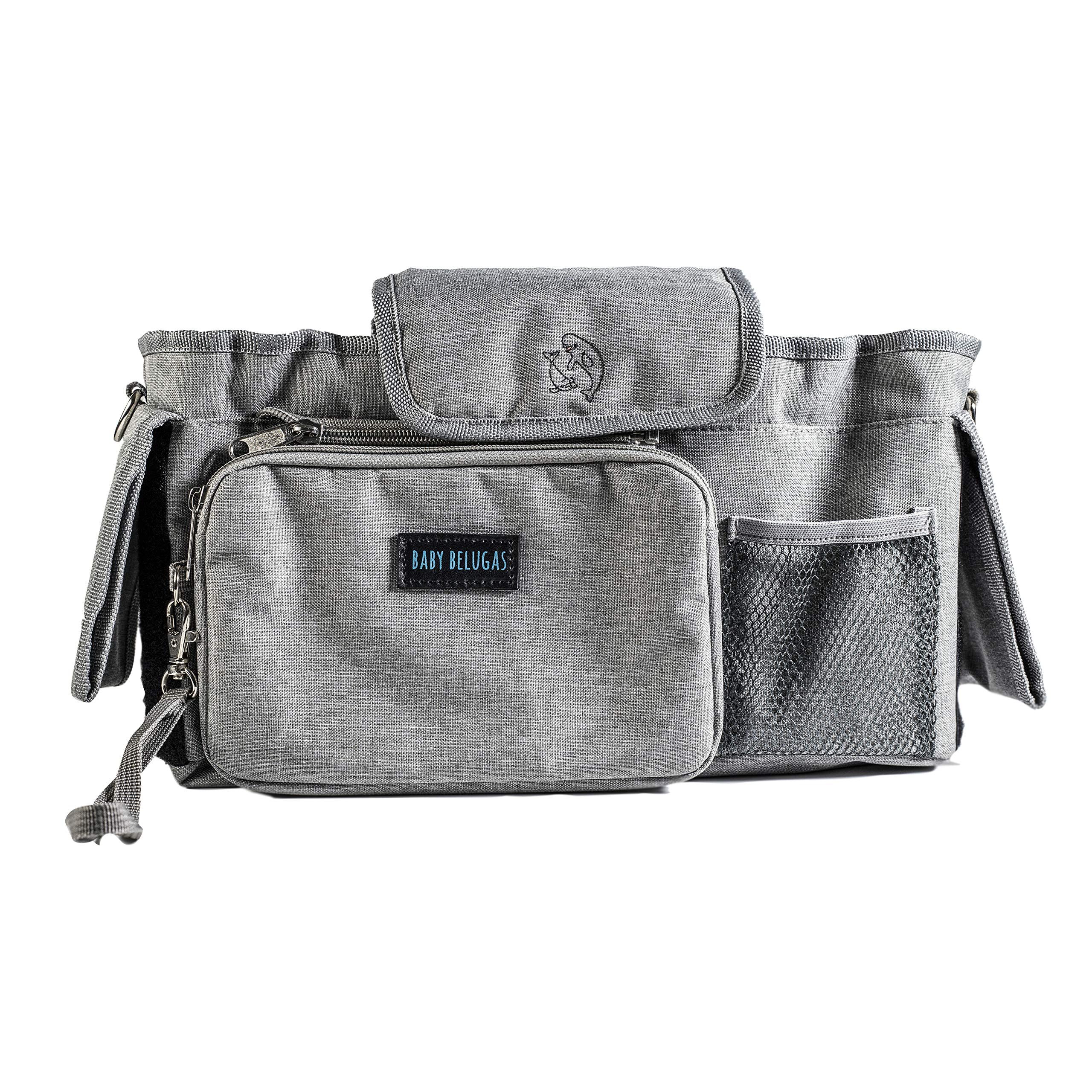 Baby Belugas Universal Stroller Organizer - Increase Your Experience and Travels with our Insulated Cup Holder Detachable, Phone Bag, Non Slip Strap & Shoulder Strap, Universal Fits Many Stroller