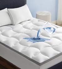 Bedsure Waterproof Mattress Topper 800GSM Extra Thick Mattress Protector Pillow Top with 8-21" Deep Pocket, Mattress Pad Fitted, Soft Bed Topper for Bed