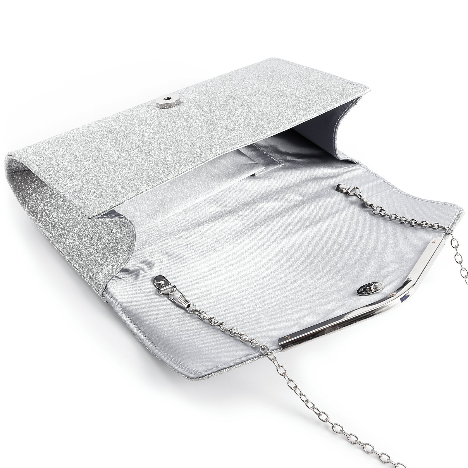 Anladia Evening Bag for Women Glittered Envelope Clutch Bag Prom Handbag Party Purse Shoulder Clutch(Silver)