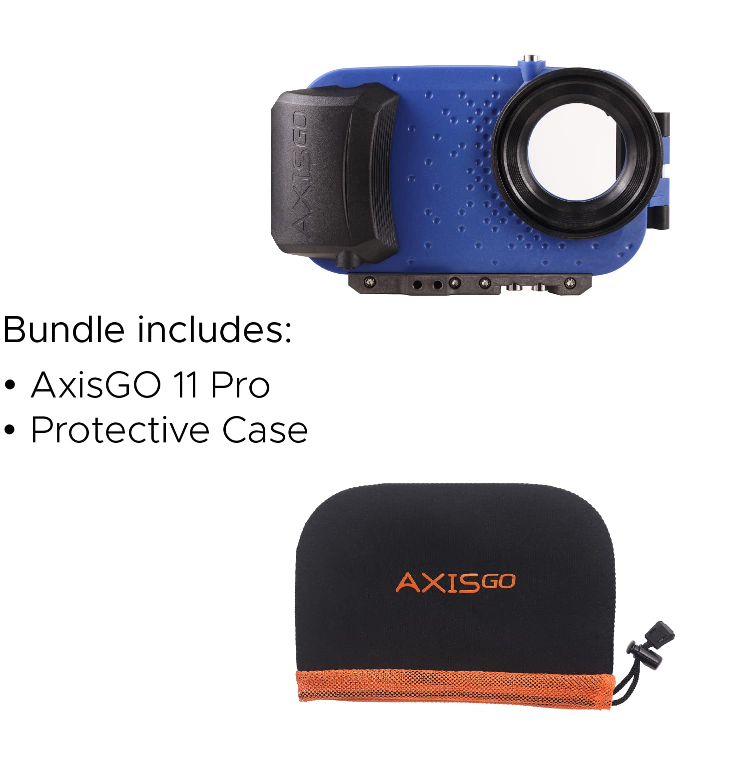 AquaTech AxisGO iPhone 11 Pro Max/iPhone Xs Max Waterproof Phone Housing for Underwater Action Photography Snorkeling Surfing Travel Case - Ocean Blue Bundle
