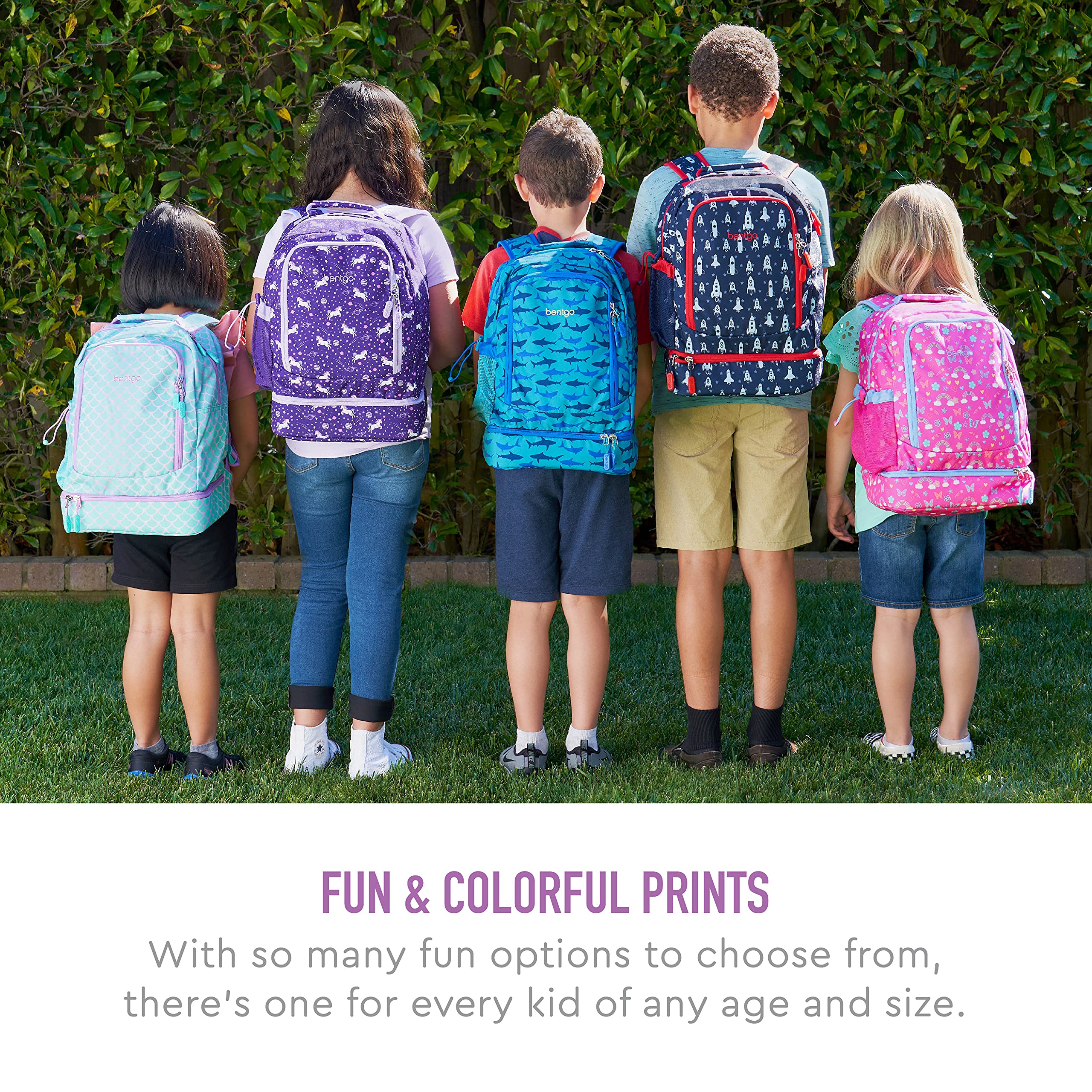 Bentgo 2-in-1 Backpack & Insulated Lunch Bag Set With Kids Prints Lunch Box (Mermaid Scales)