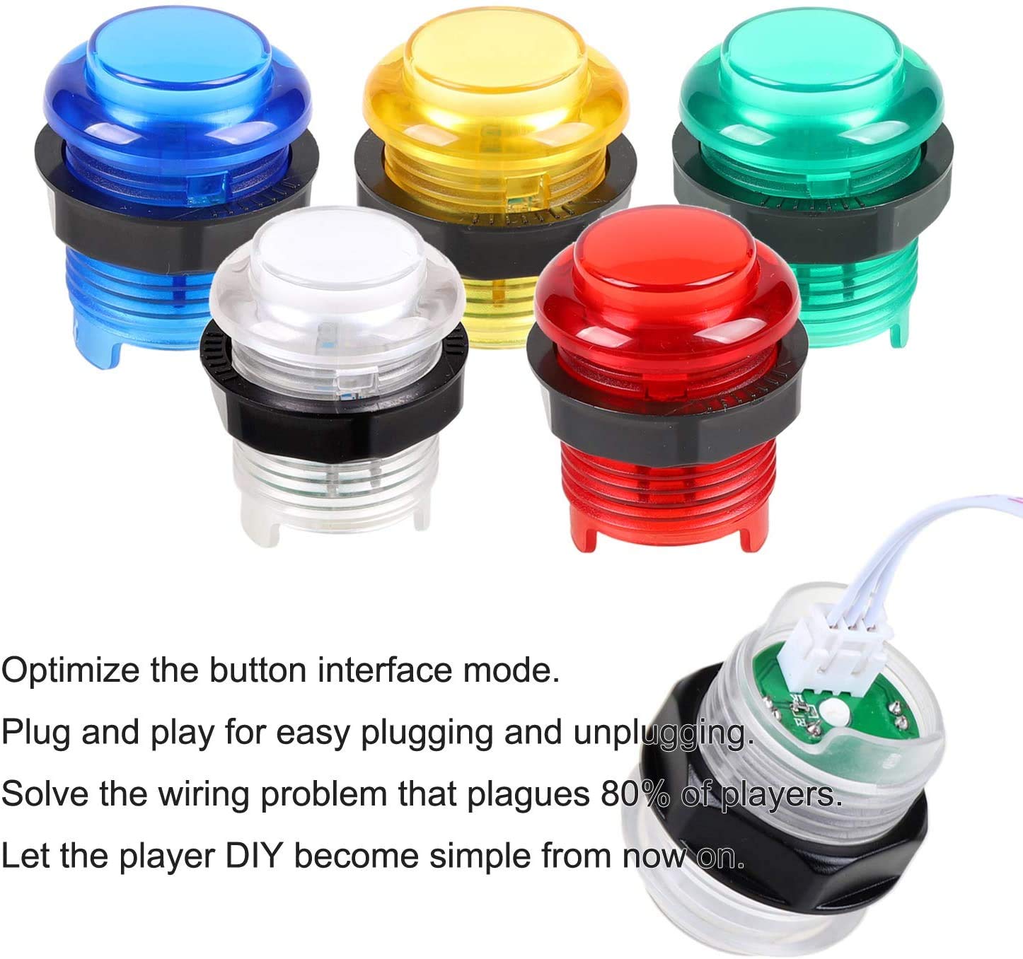 EG STARTS 2 Player Arcade Game DIY Kits Part 2 Ellipse Oval Bat Joystick Handles + 20 LED lit Arcade Buttons Green & Blue Kits